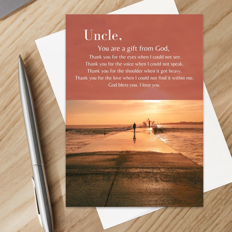 Christian Thank You Uncle Card for Appreciation Card Christian | Etsy