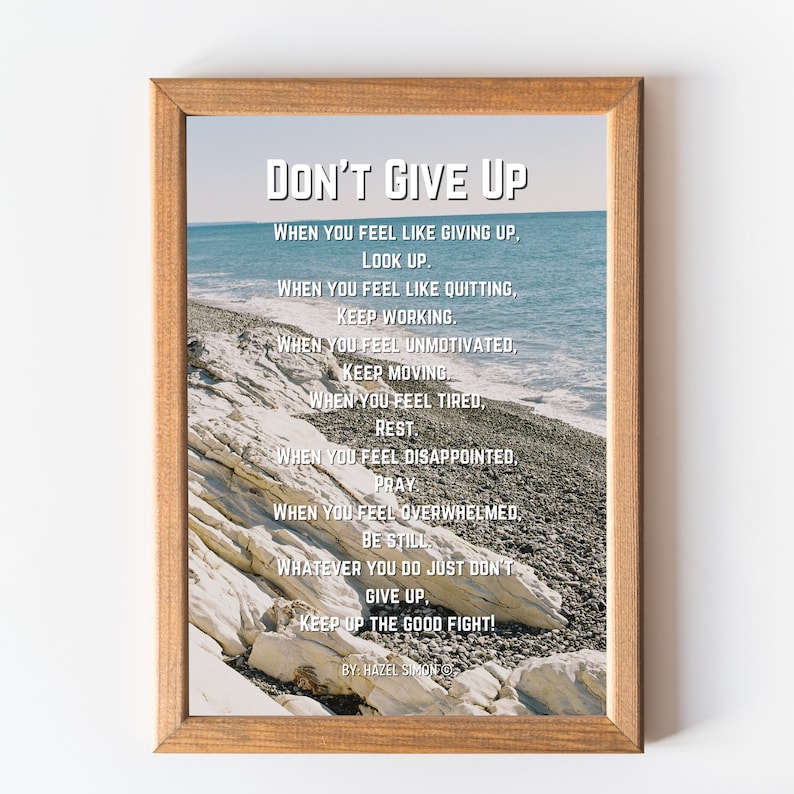 Don't Give up Poem Christian Inspirational Printable Poem - Etsy