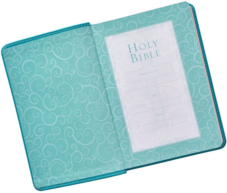 Personalized KJV Turquoise Faux Leather COMPACT Bible Custom Made Gift ...