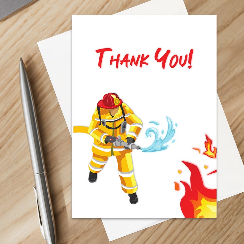 Firefighter Appreciation Card to Thank You Firefighter - Etsy