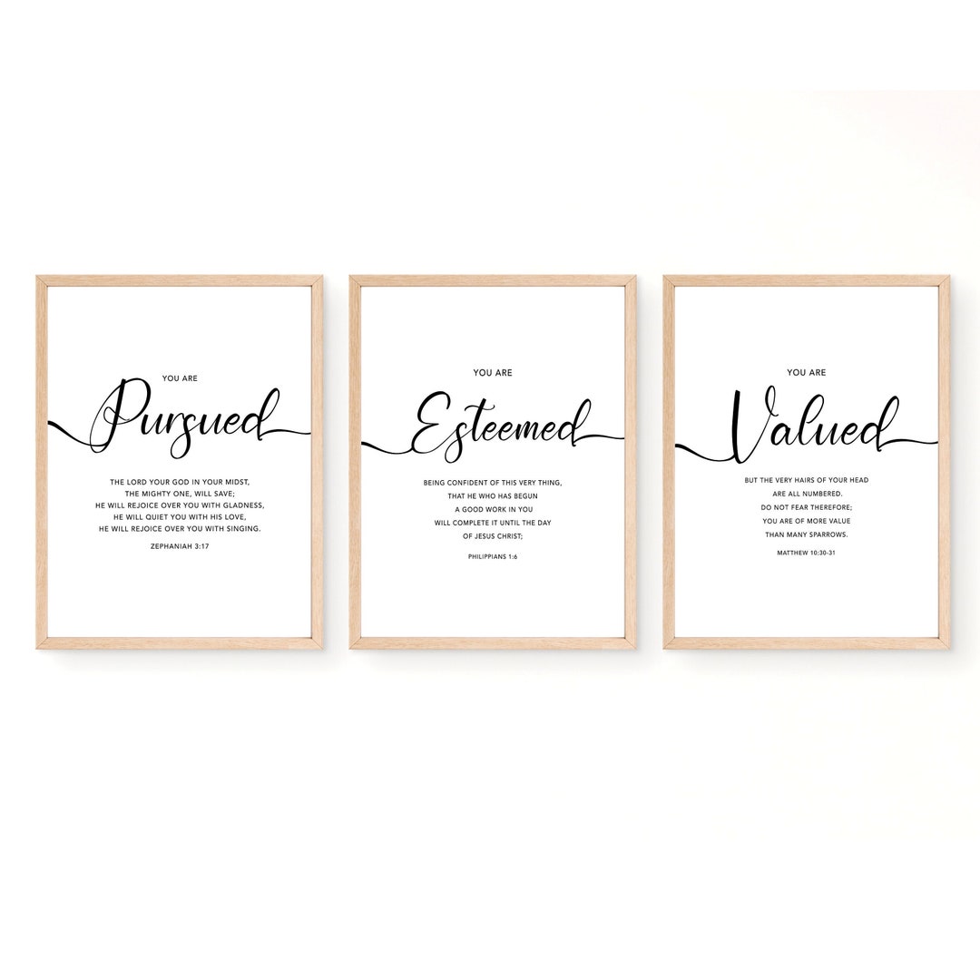 Minimalist Scripture Wall Art Prints, Set of 3 You Are Bible Verses ...