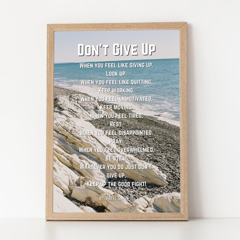 Don't Give up Poem Christian Inspirational Printable Poem - Etsy