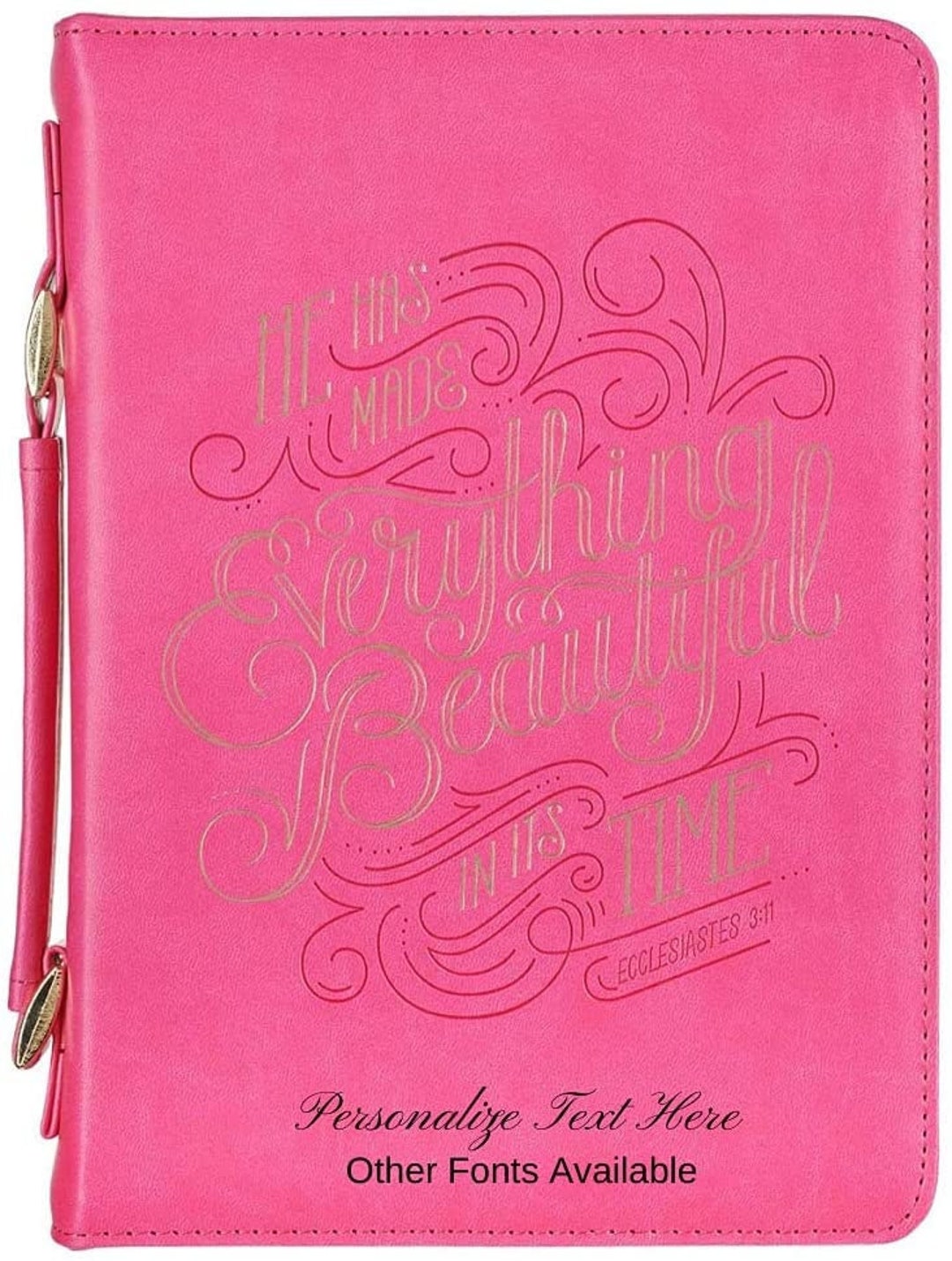 Personalized Bible Cover for Women Pink Ecclesiastes 3:11 Christian ...