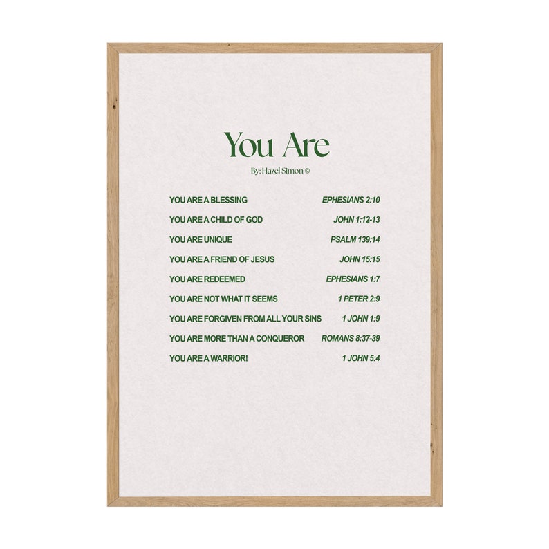 Christian You Are Poem Bible Verses Printable Poem Gift for - Etsy
