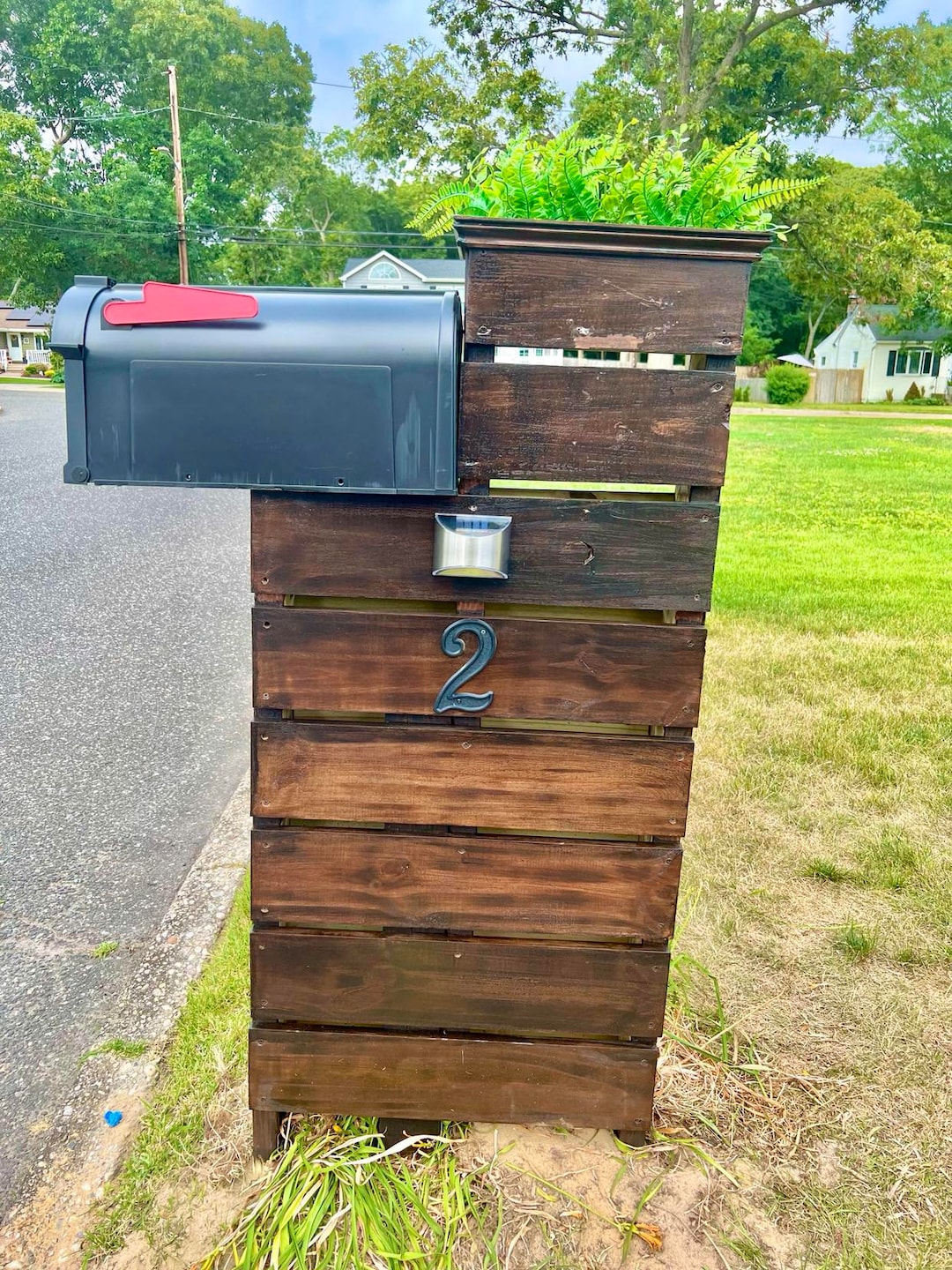 Modern Mailbox Customized With Numbers and Light - Treated Wood - Etsy
