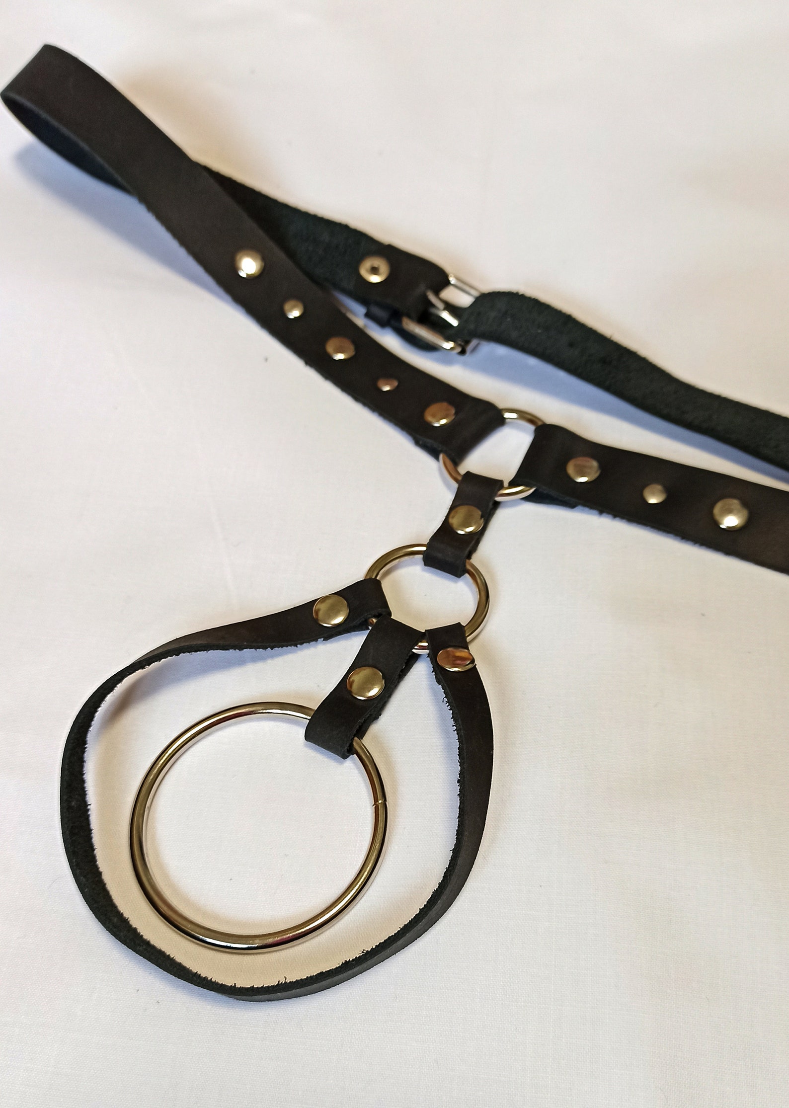 Black Leather Crotch Panties O Ring for Men, Harness Panties With Ring ...