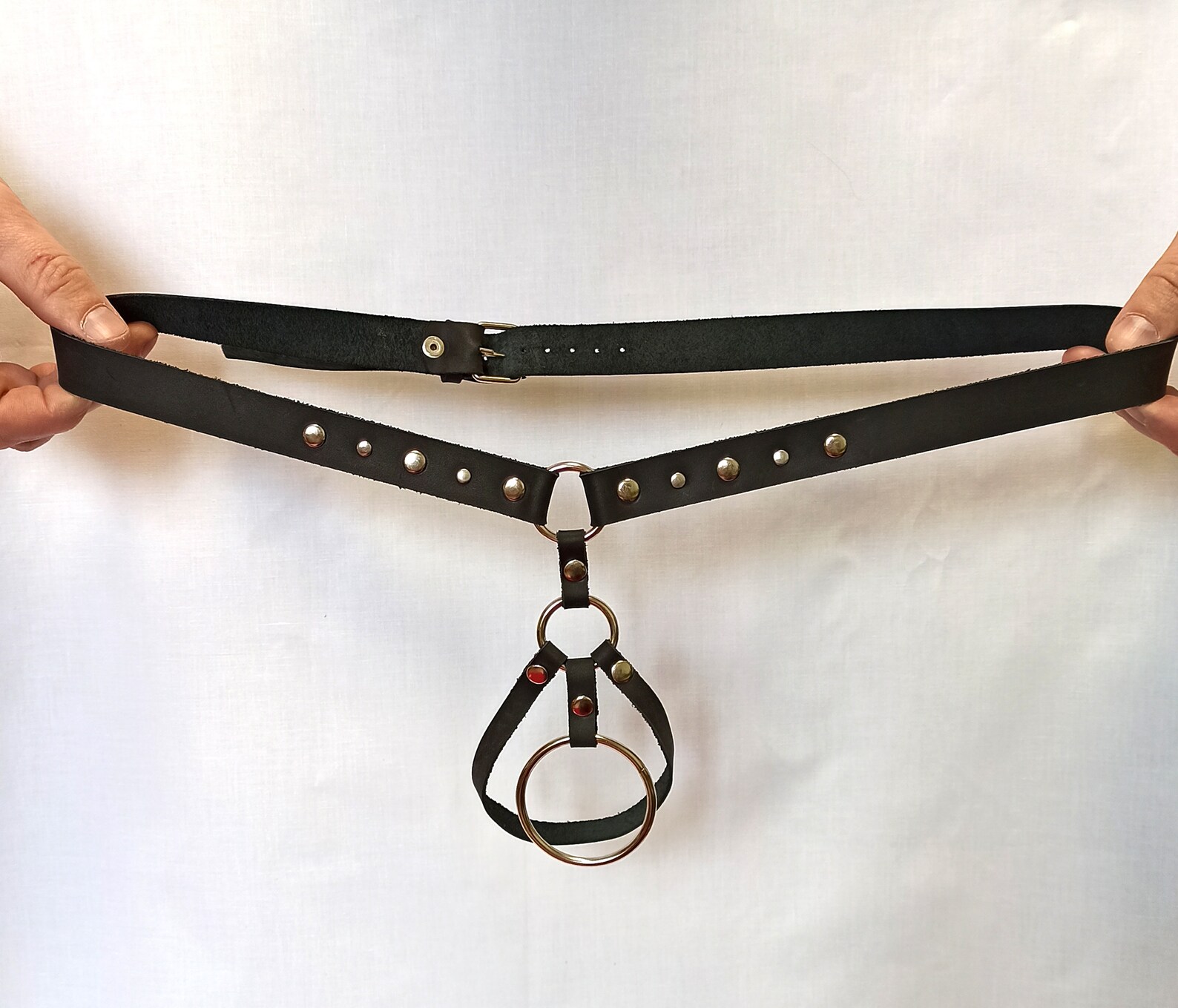 Black Leather Crotch Panties O Ring for Men, Harness Panties With Ring ...