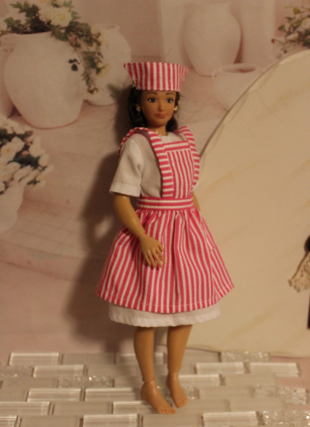 Handmade Lammily Clothes. Candy Striper Dress, Apron & Hat Made in the ...