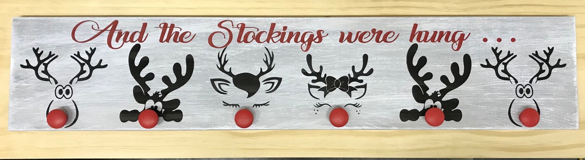 Rustic Reindeer Wall Sign Christmas Stocking Hanger Holder - Etsy