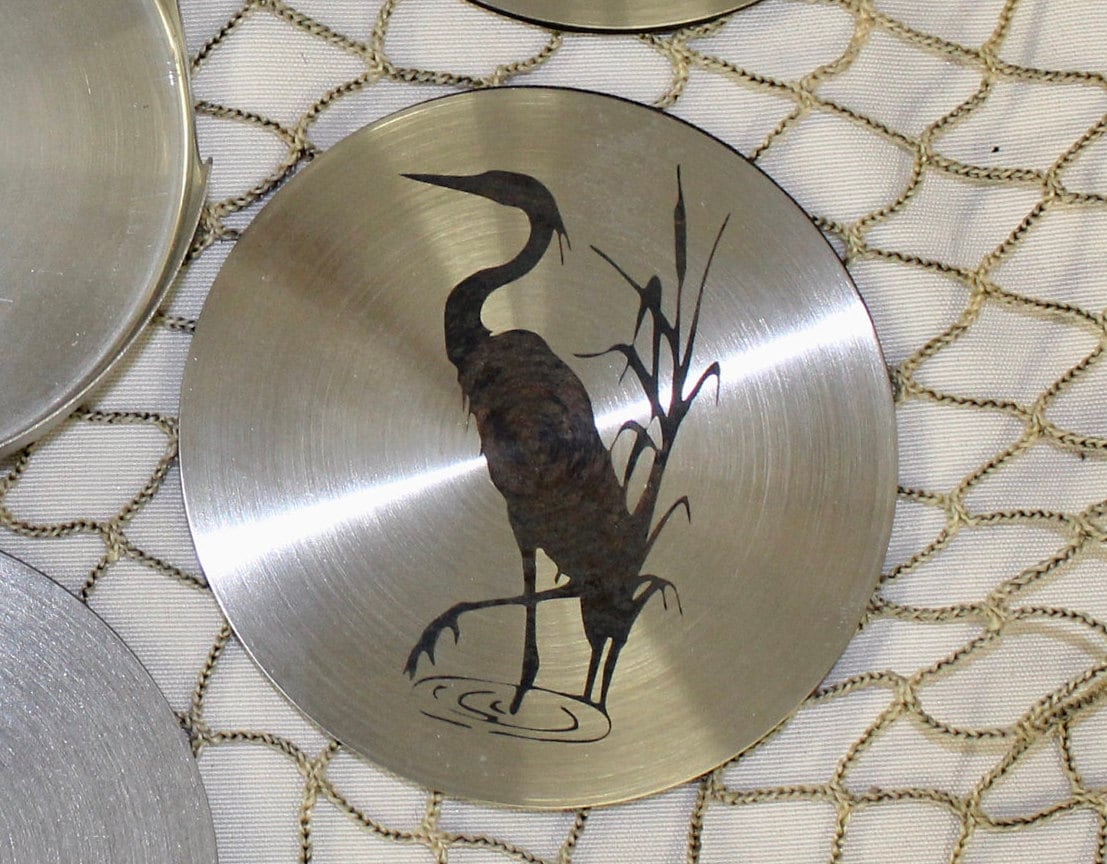 6 Piece Nautical Stainless Steel Coaster Set With Holder - Etsy