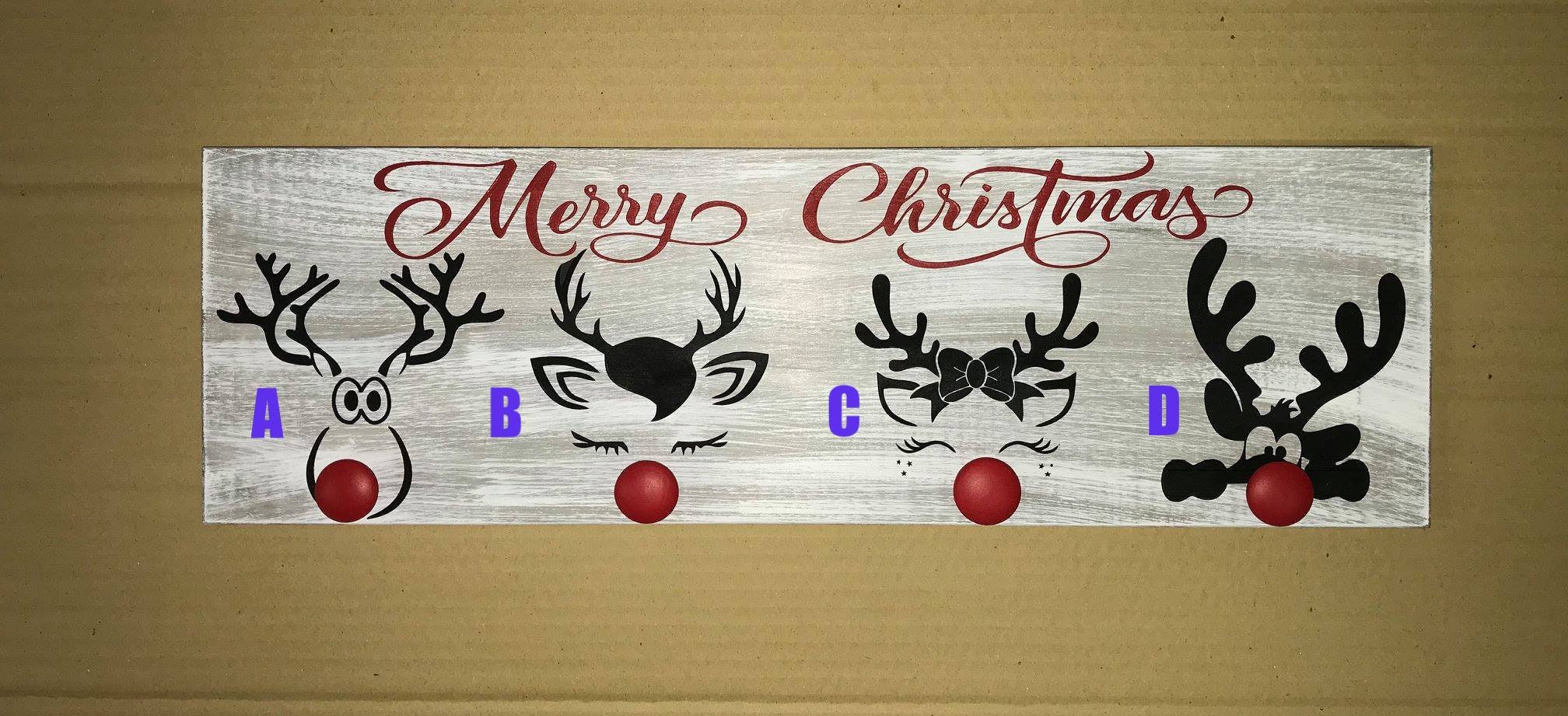Rustic Reindeer Wall Sign Christmas Stocking Hanger Holder Laser Etched ...