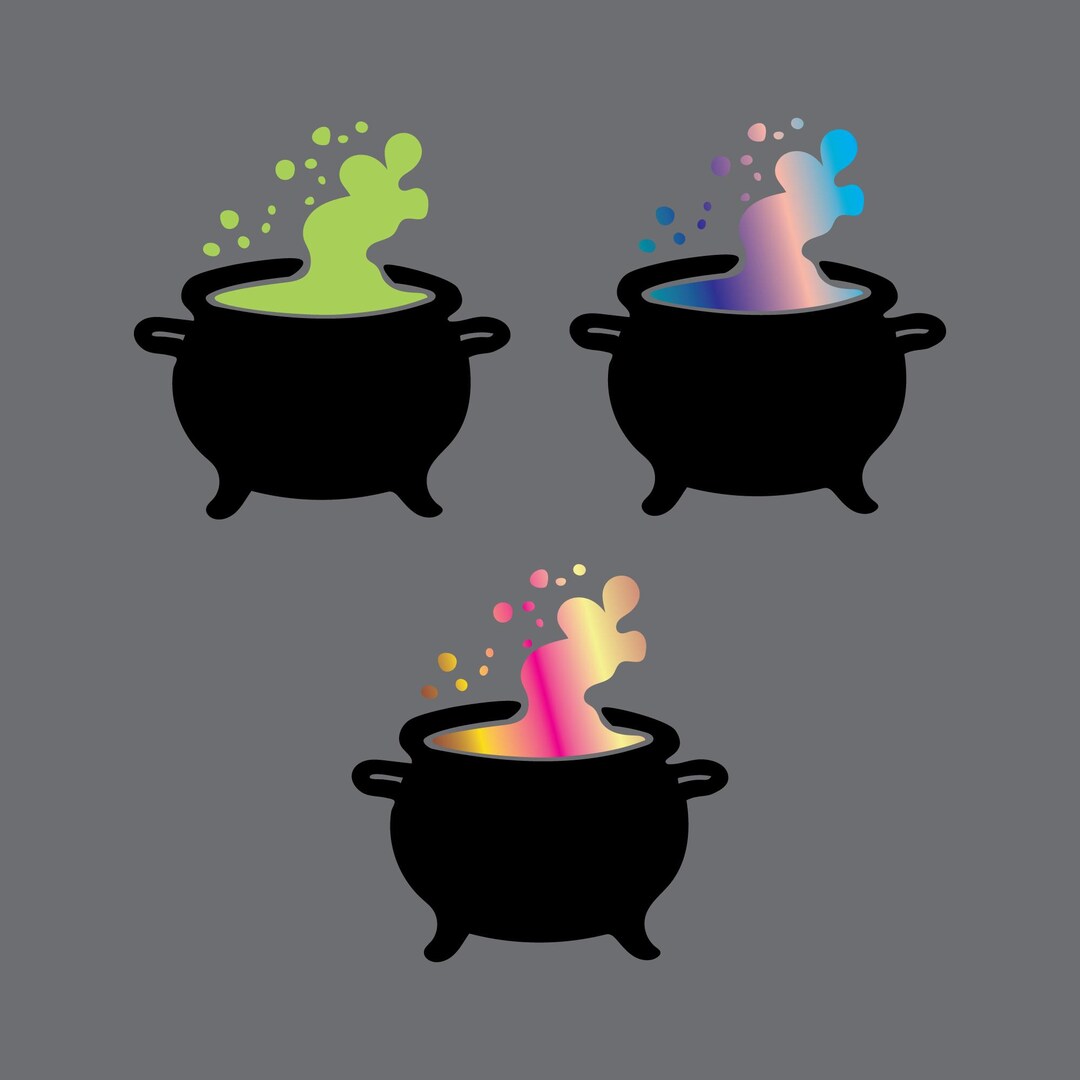 Witches Cauldron Vinyl, Glow in the Dark Cauldron Sticker, Holographic ...