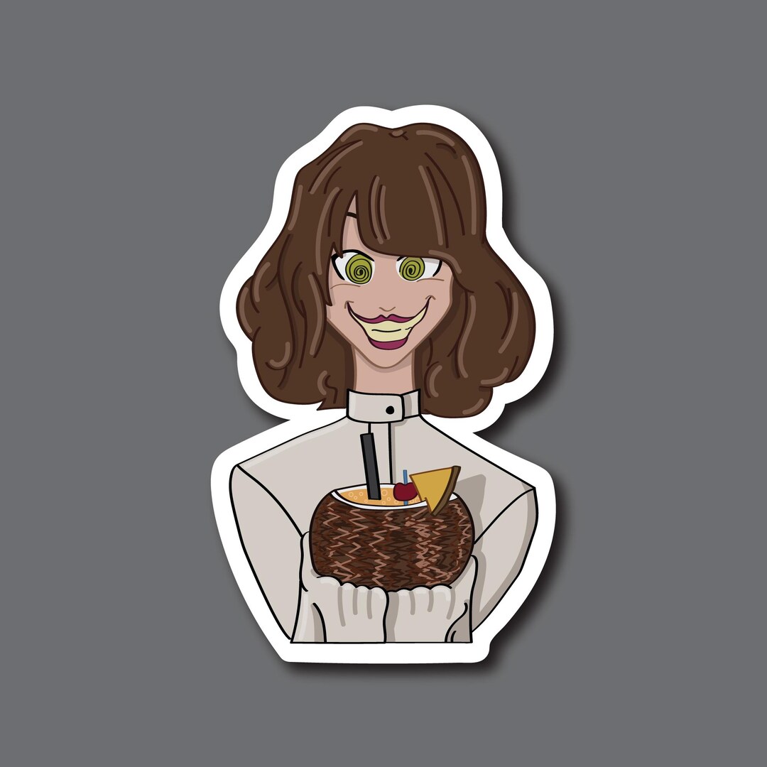 Unhinged Bottle Girl Sticker, Crazy Cocktail Waitress Sticker, Female ...