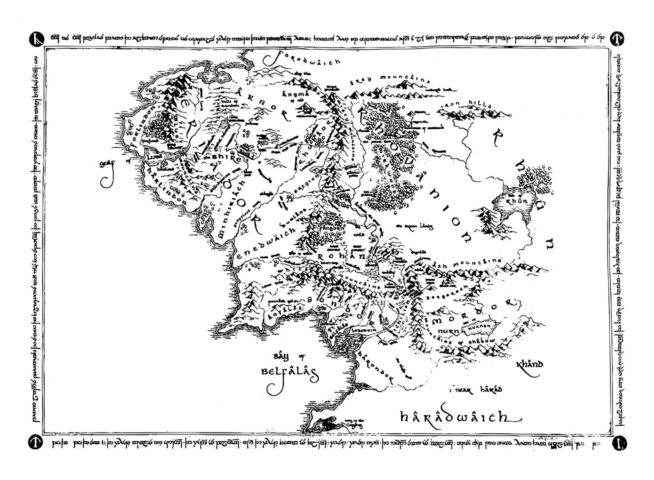 Lord of the Rings Middle Earth Map SVG Lotr Elvish Border - Etsy