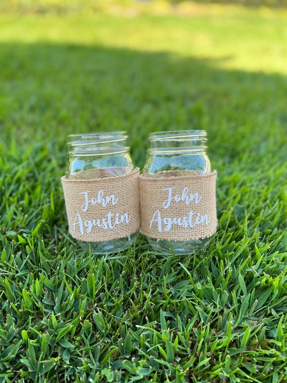 Personalized Burlap and Twine Jars NOT Included Burlap Mason - Etsy