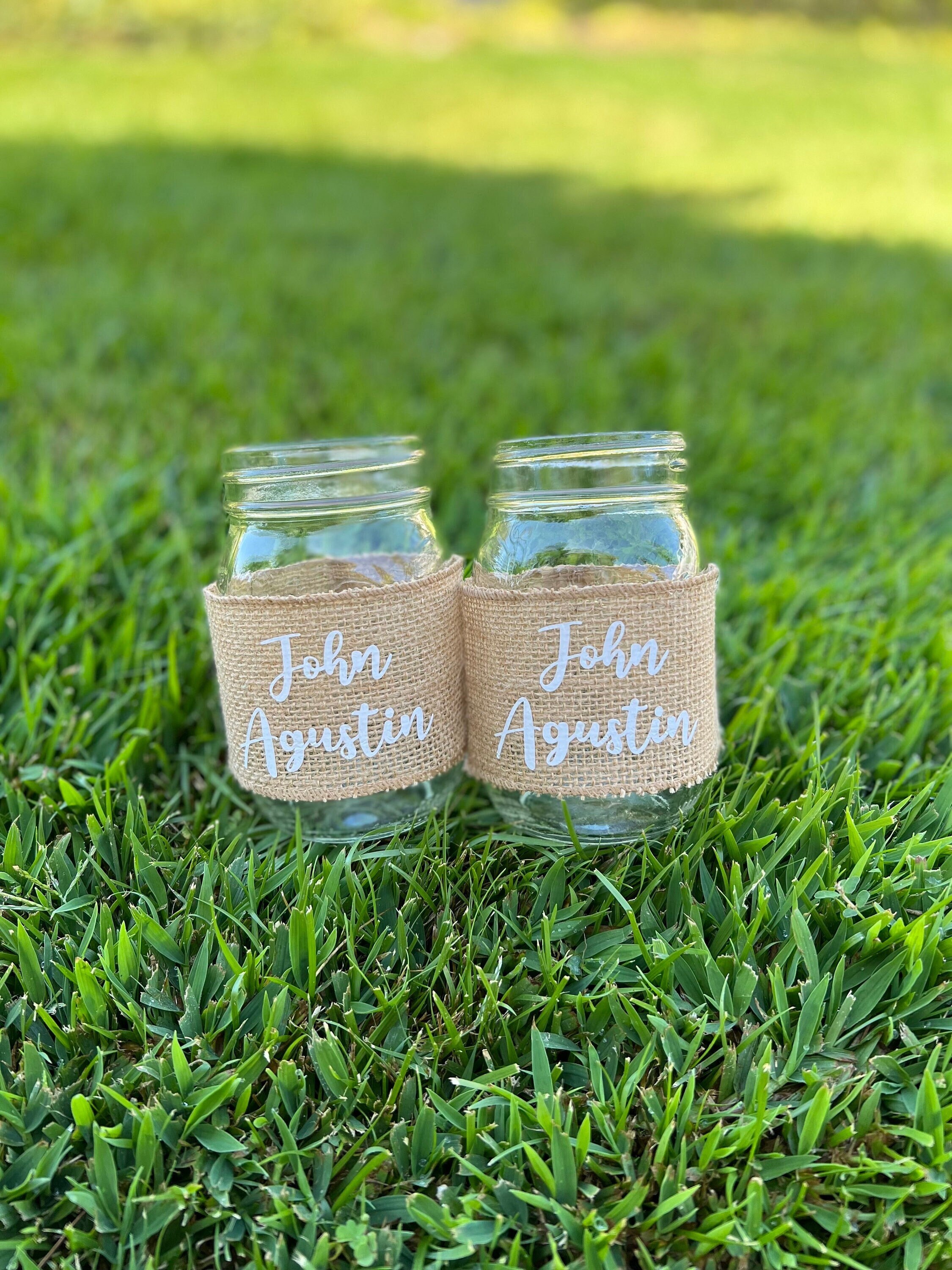 Personalized Burlap and Twine Jars NOT Included Burlap Mason - Etsy