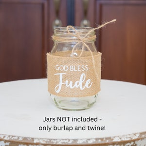 Rustic Baptism Decorations, Personalized Burlap Wrap and Twine, Jars ...