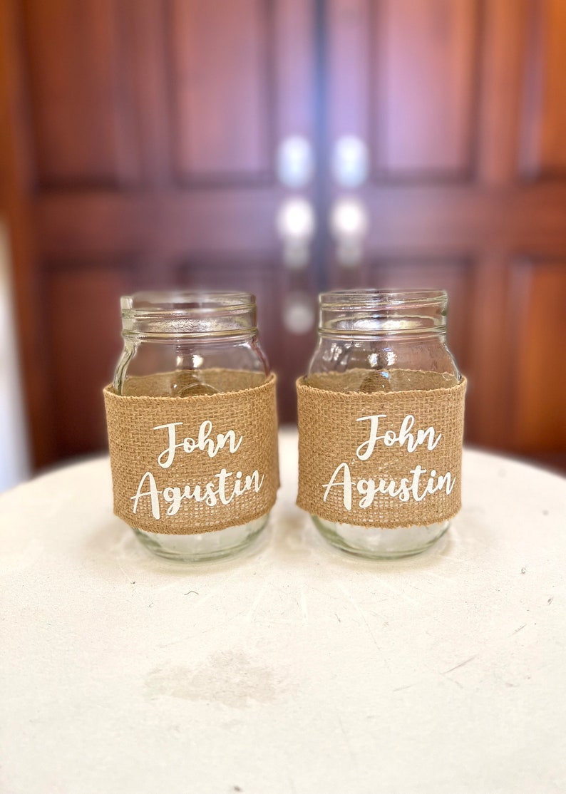 Personalized Burlap and Twine Jars NOT Included Burlap Mason - Etsy