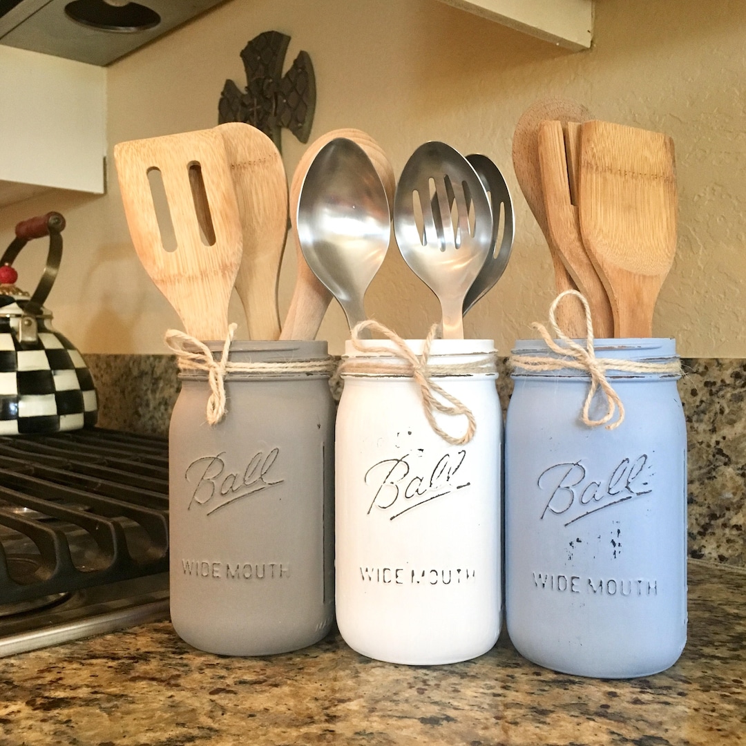 Mason Jar Kitchen Decor Mason Jars Kitchen Set Mason Jar - Etsy