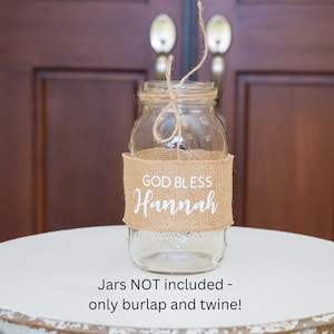 Rustic Baptism Decorations, Personalized Burlap Wrap and Twine, Jars ...