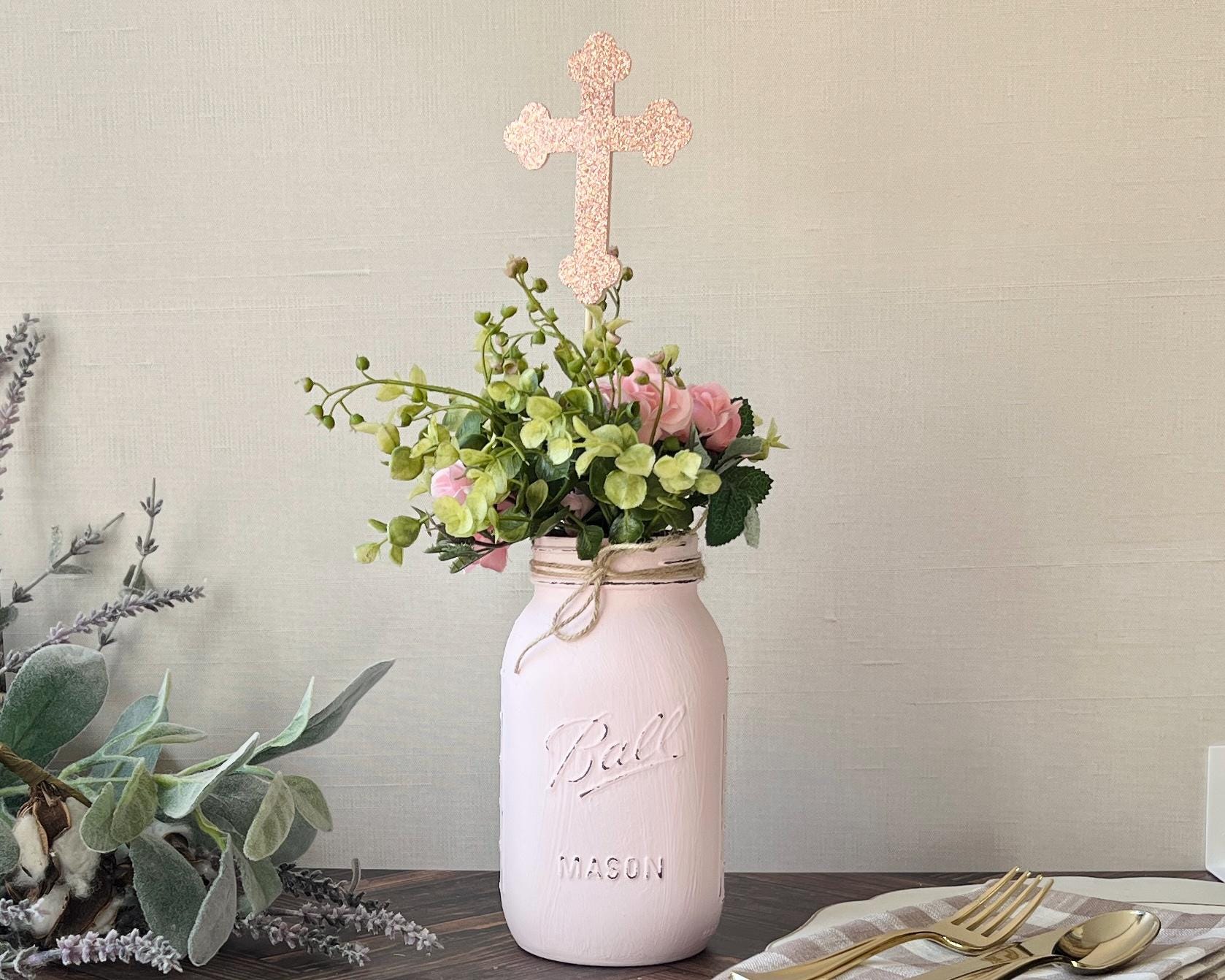 First Communion Centerpieces – Set of 5 Mason Jar Centerpieces With ...