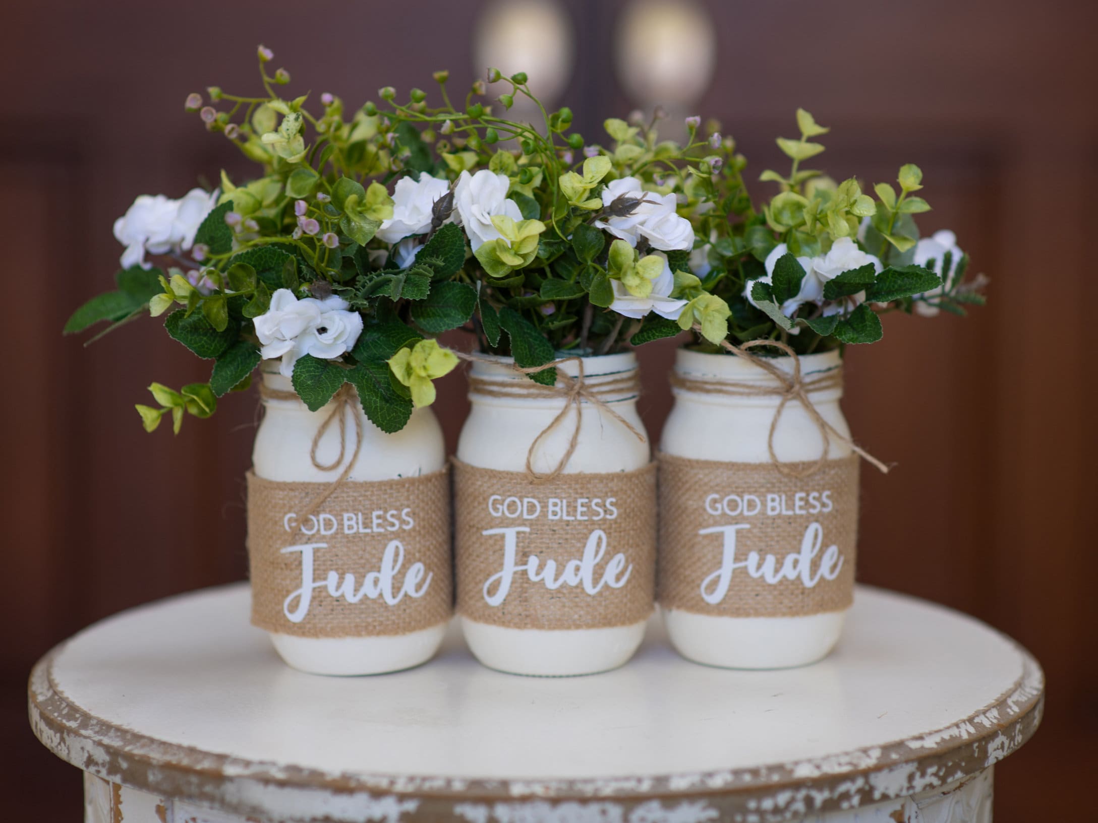 Simple Baptism Centerpieces