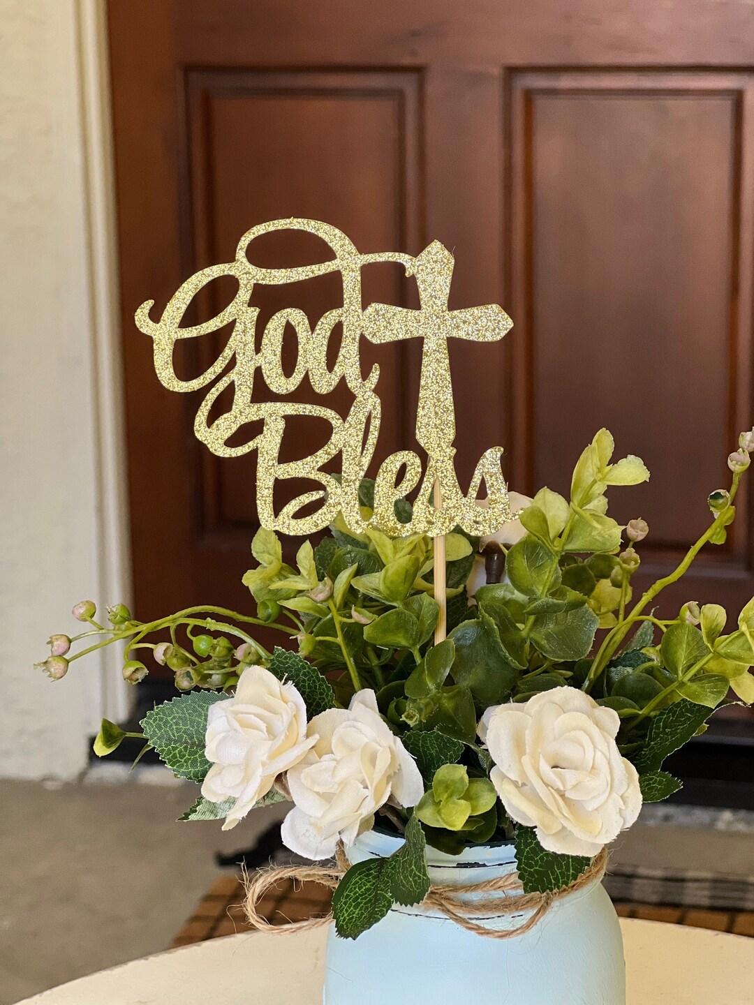God Bless Centerpiece Toppers, Centerpiece Topper, Baptism Centerpieces ...