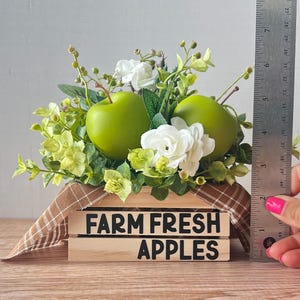 Farmhouse Fall Tiered Tray Decor - Mini Crate With Apples - Farm Fresh ...