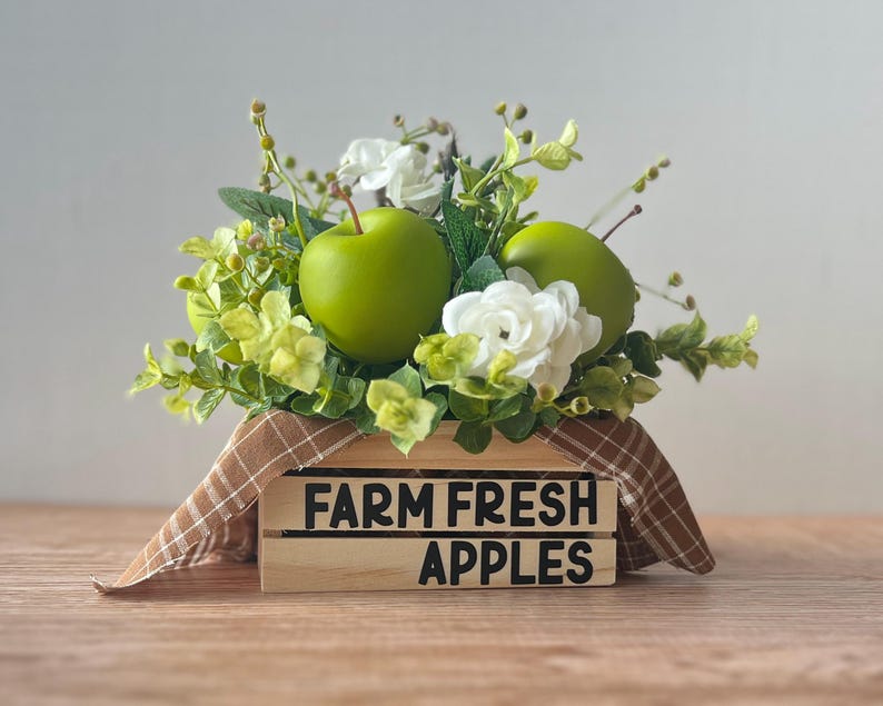 Farmhouse Fall Tiered Tray Decor - Mini Crate With Apples - Farm Fresh ...