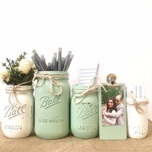 Rustic Mason Jar Desk Set for Women, Office Desk Set for Girls, Shabby Chic Office Decor, Rustic ...