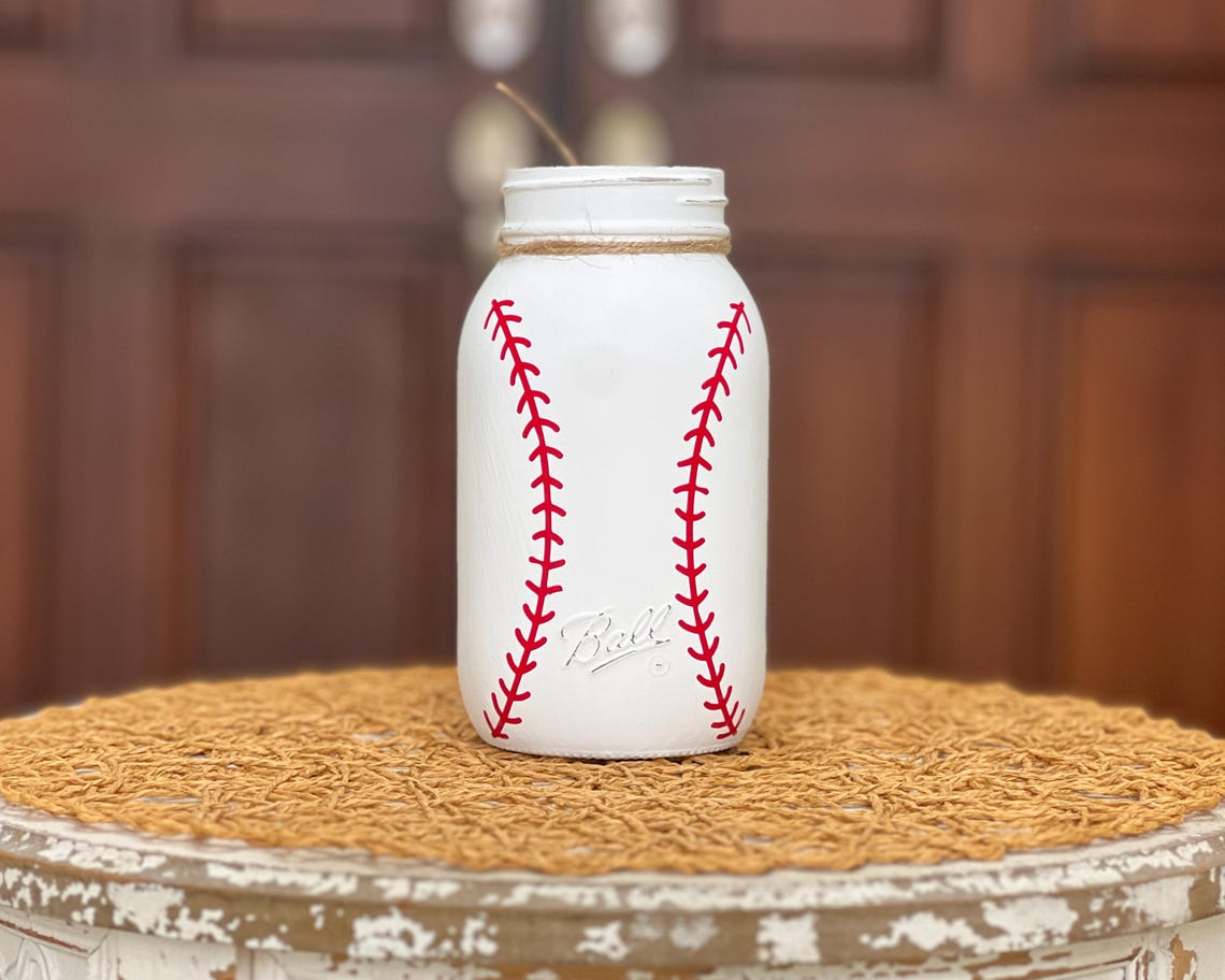 Baseball Mason Jars | Baseball Party Decorations | Set of 3, Quart Size ...