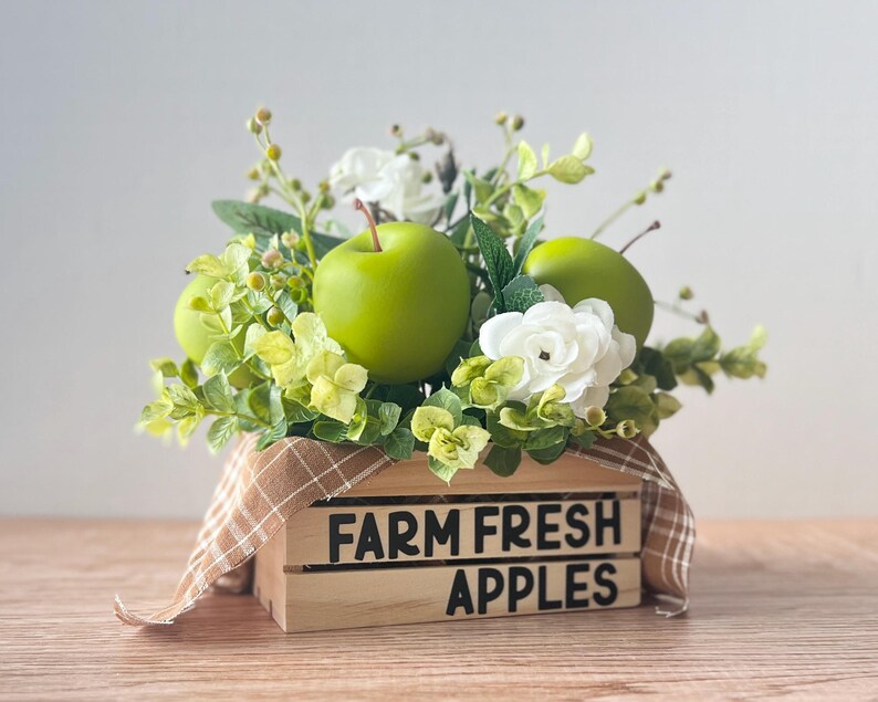 Farmhouse Fall Tiered Tray Decor - Mini Crate With Apples - Farm Fresh ...