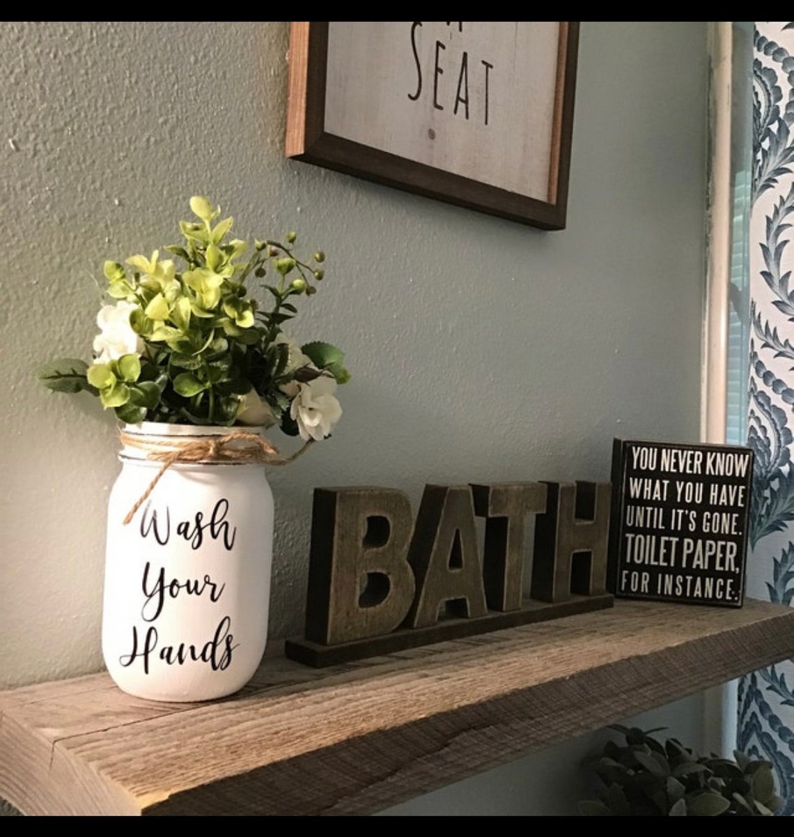 Wash Your Hands Mason Jar Decor for Bathroom Farmhouse Mason - Etsy