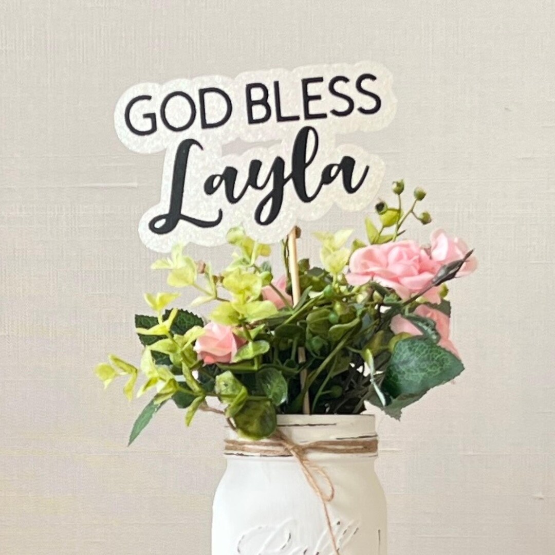 God Bless Centerpiece Toppers, Personalized Centerpiece Topper for ...