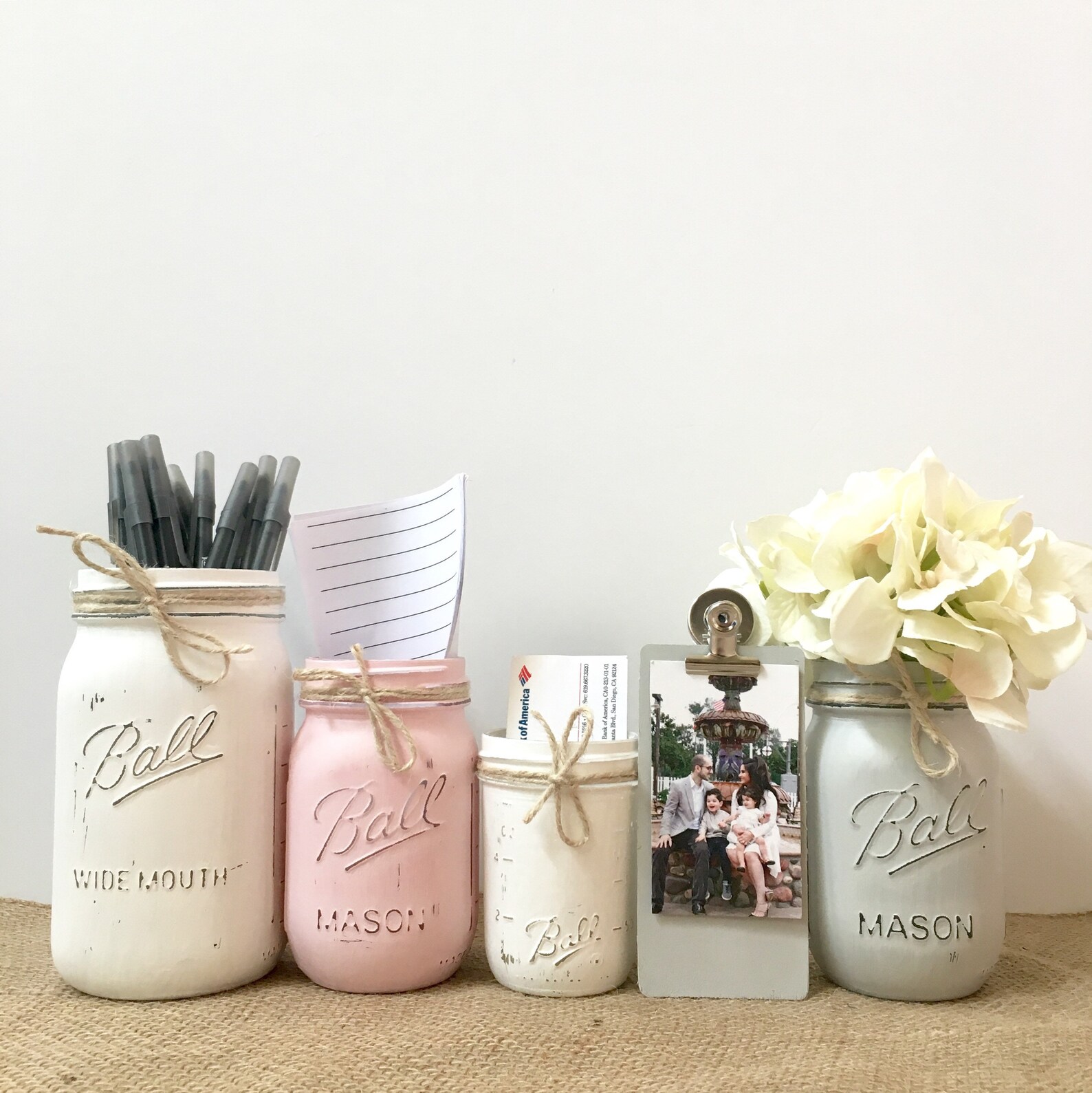 Rustic Mason Jar Desk Set for Women Office Desk Set for - Etsy