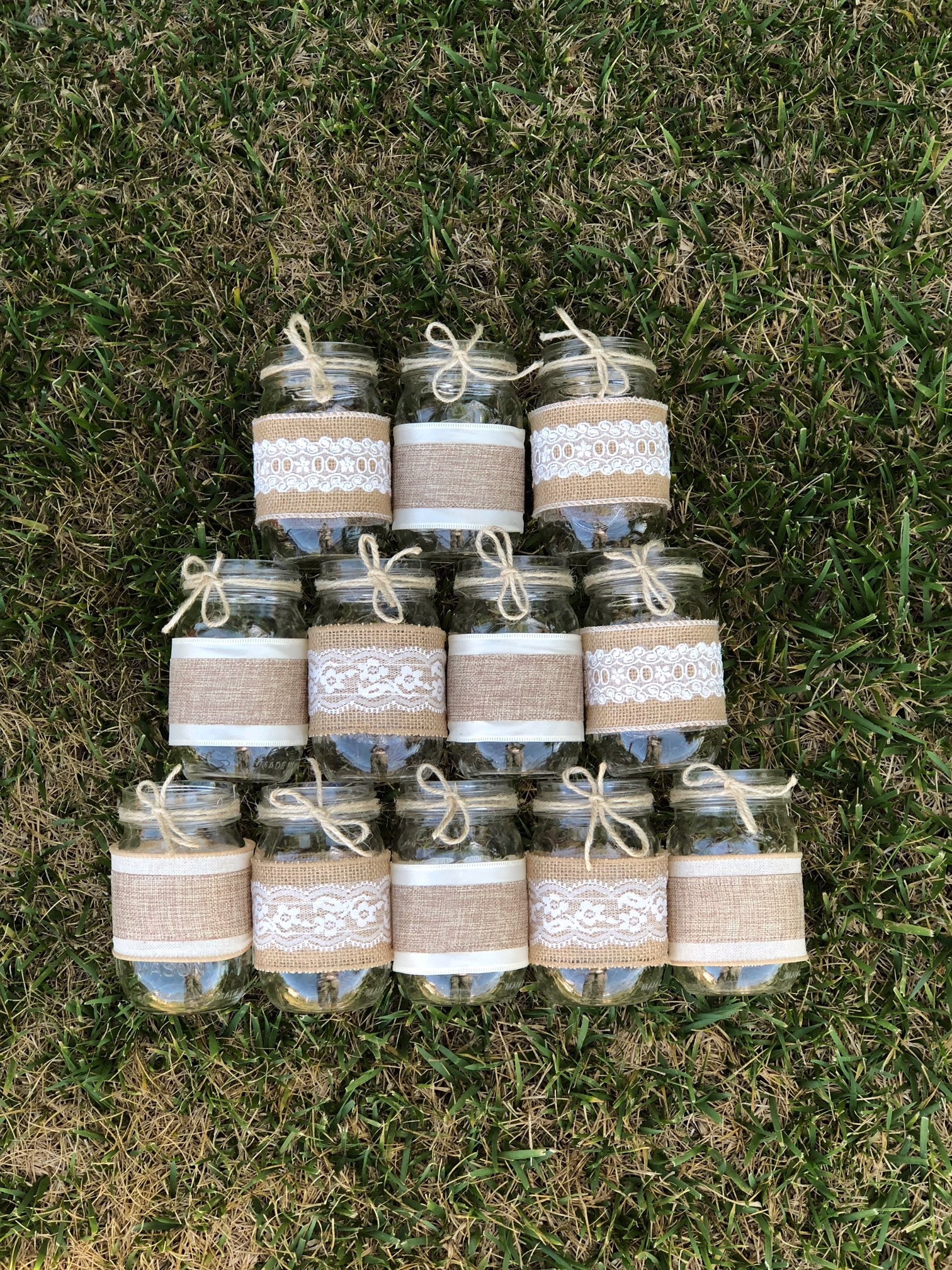 Burlap Mason Jar Centerpiece