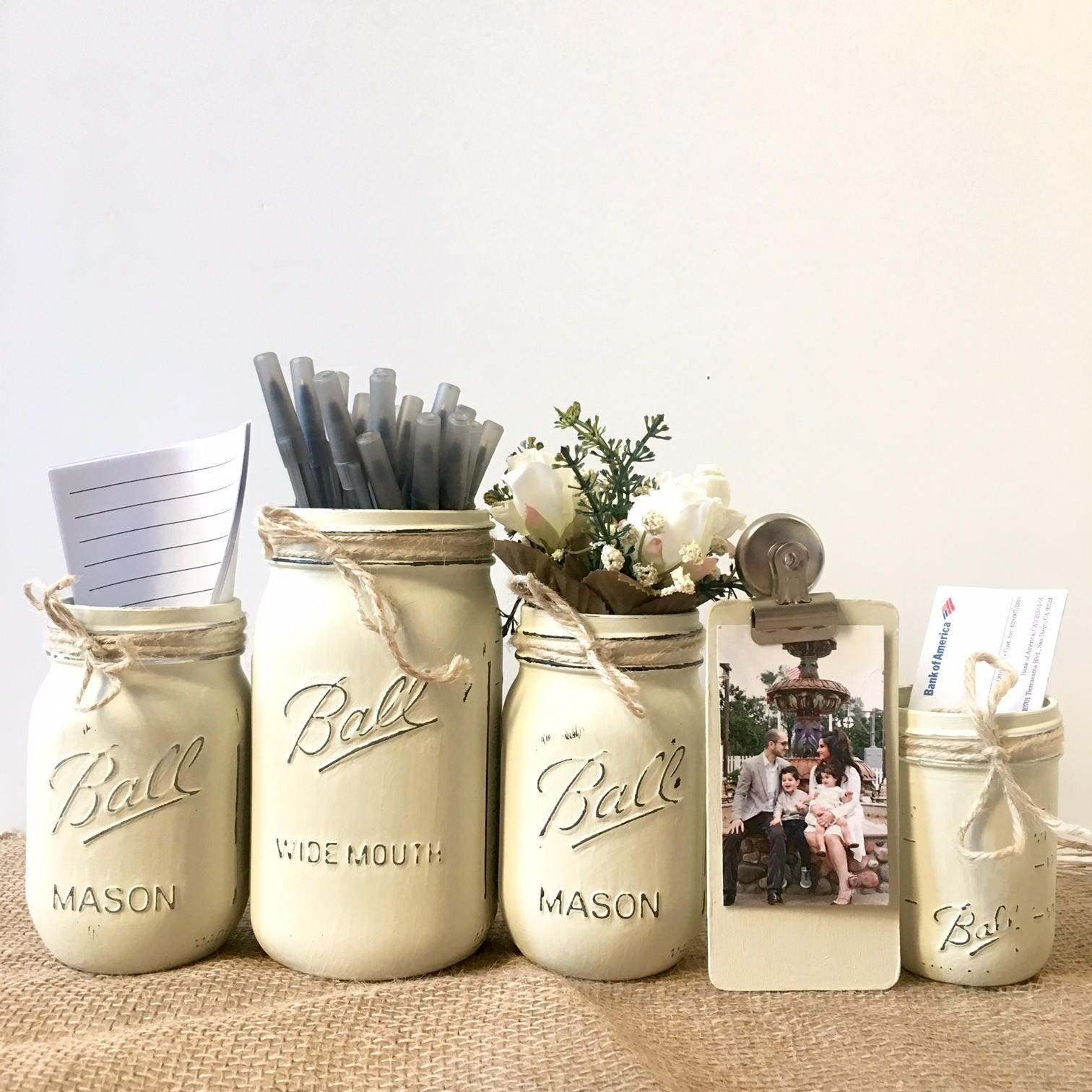 Rustic Mason Jar Desk Set for Women Office Desk Set for - Etsy