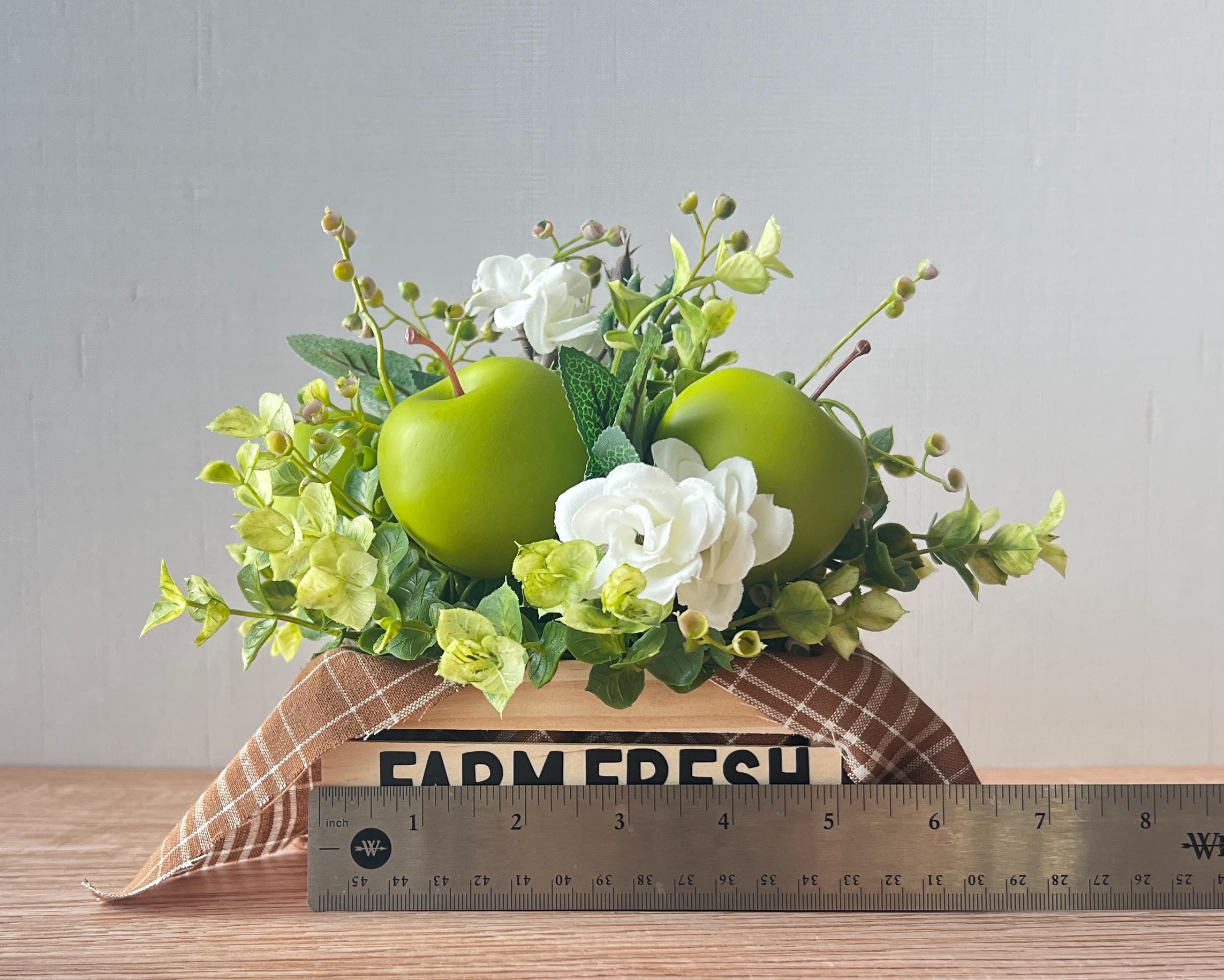 Farmhouse Fall Tiered Tray Decor - Mini Crate With Apples - Farm Fresh ...