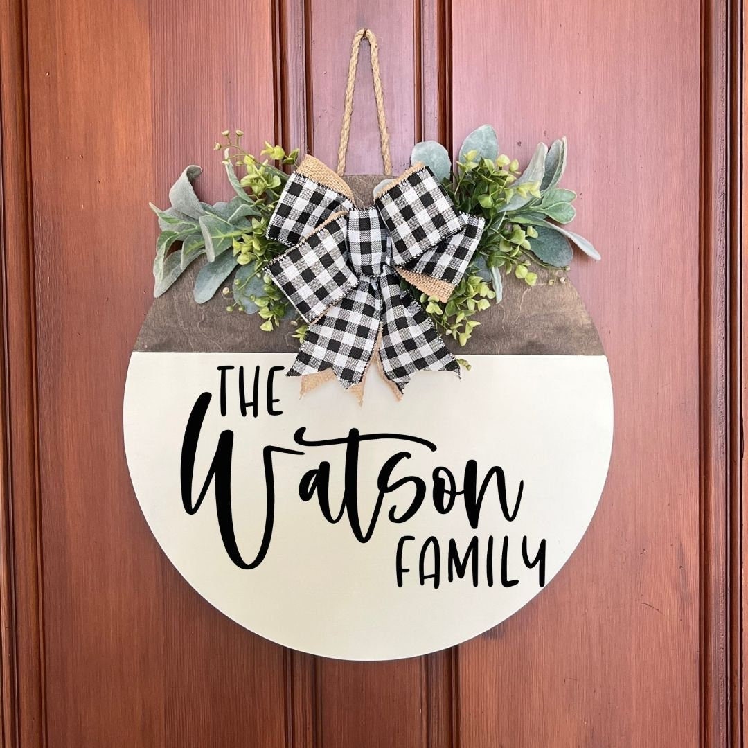 Personalized Farmhouse Front Door Sign 18" Farmhouse Front Door Hanging ...