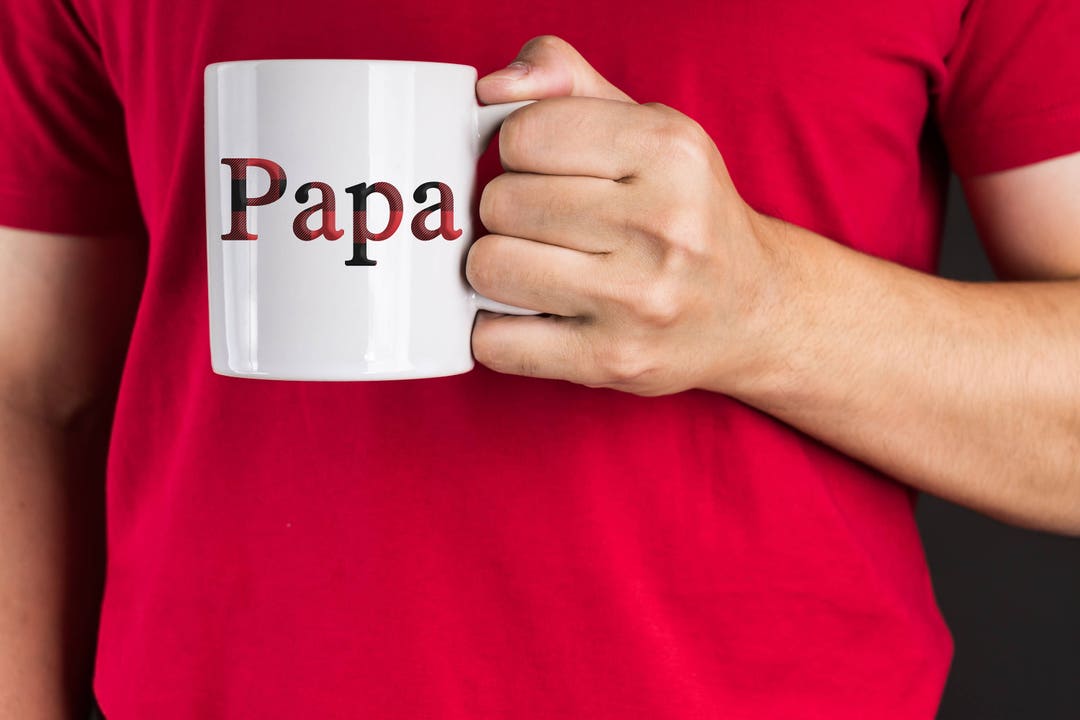 Buffalo Plaid Papa Mug, Russian, Multi-lingual, Heritage, Father's Day ...