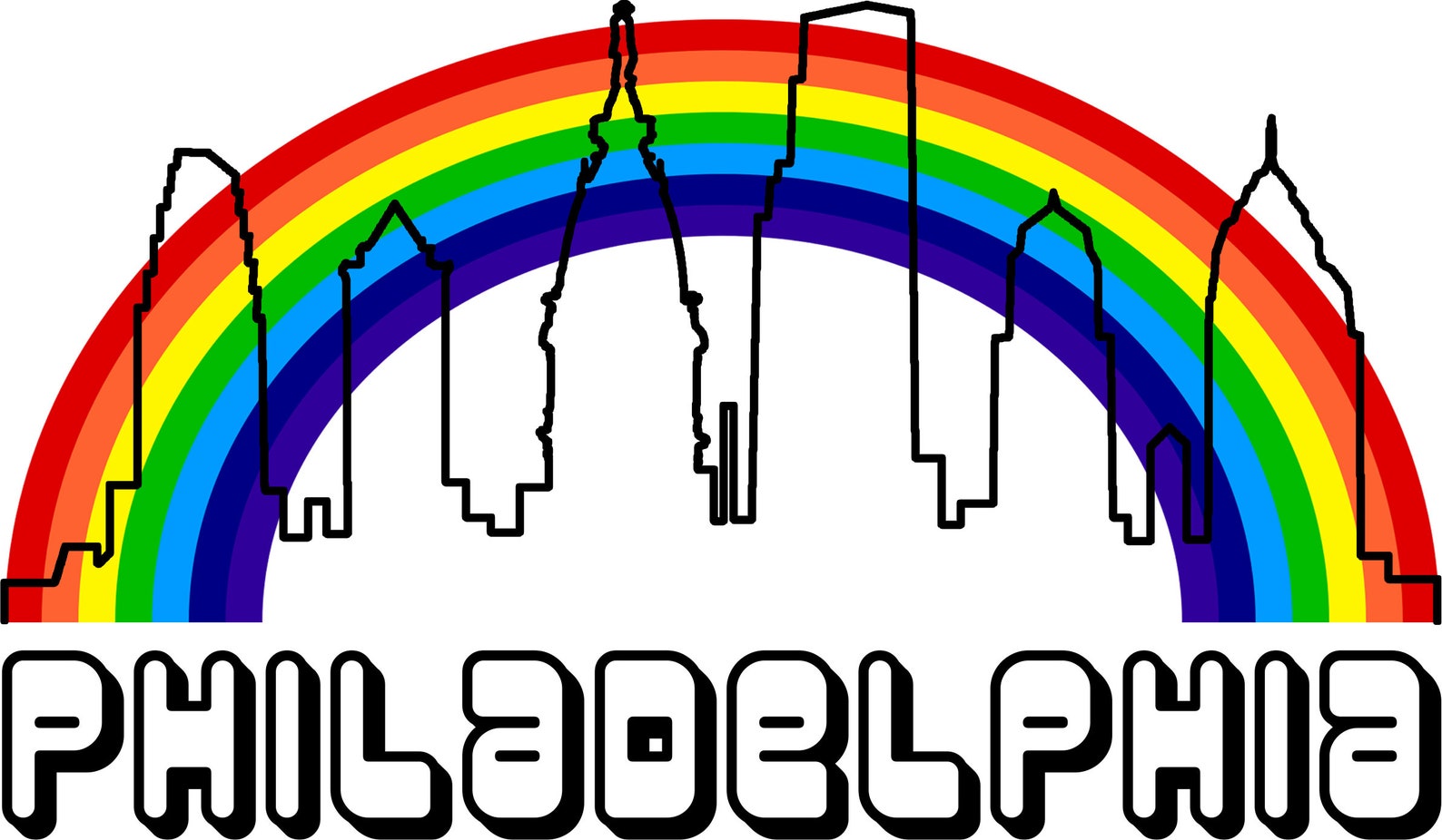Philadelphia Rainbow Skyline Shirt White Shirt Gray Shirt - Etsy