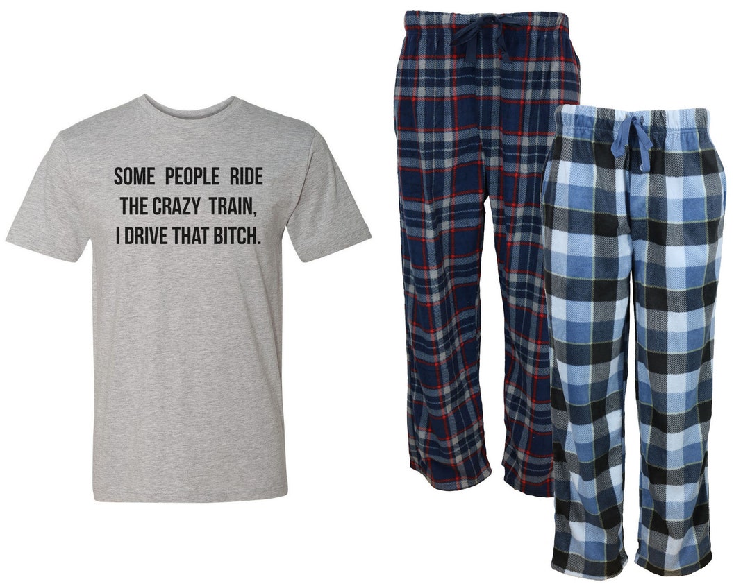 Crazy Train Mens Pajama Set - Fleece Pajama Set, Funny Pjs, Pjs, Mens ...