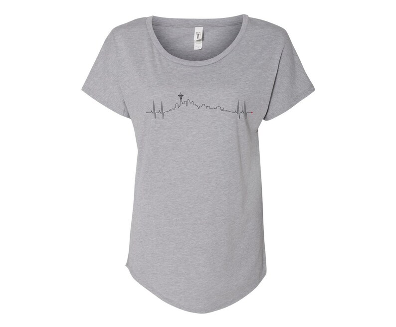 Seattle Heartbeat Skyline Shirt - White Shirt, Gray Shirt, Wanderer ...