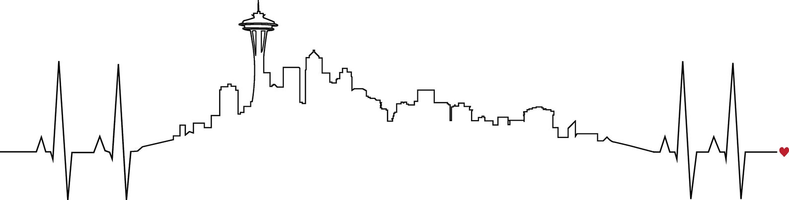 Seattle Heartbeat Skyline Shirt - White Shirt, Gray Shirt, Wanderer ...
