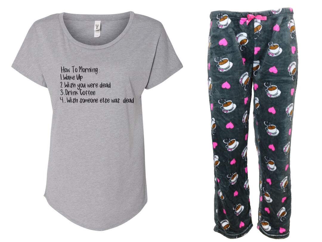 How to Morning Pajama Plus Size Set but First Coffee Coffee - Etsy