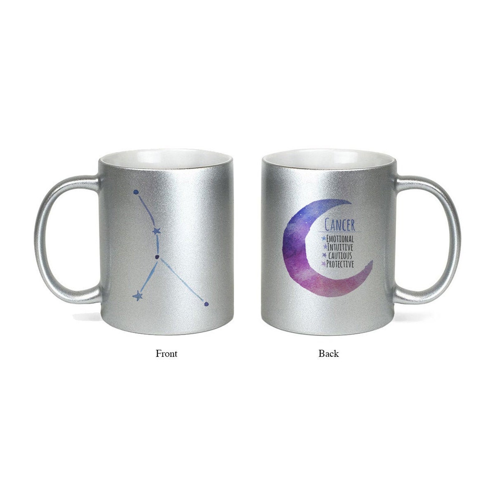 Cancer Star Sign Silver Mug - Cancer, Cancer Mug, April Birthday, Star ...