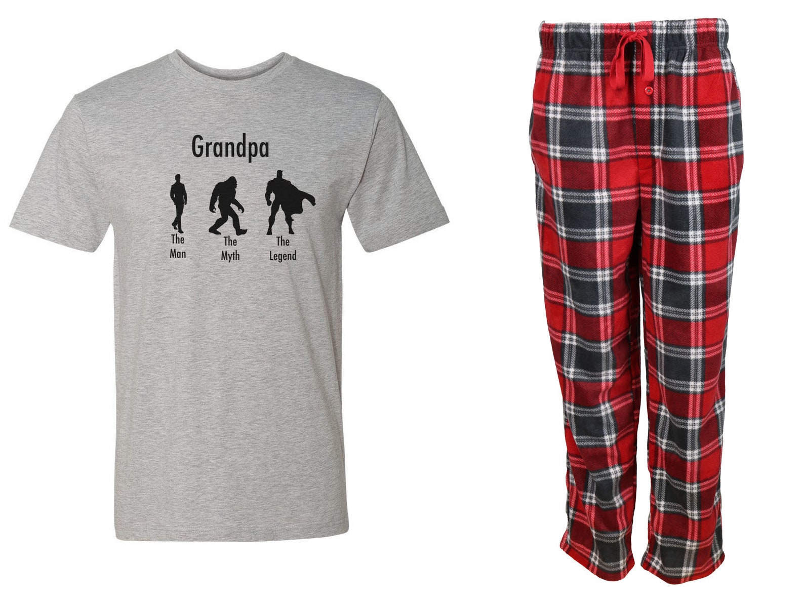 Grandpa Man Myth Legend Red Pajama Set Fleece PJ Set Dad - Etsy