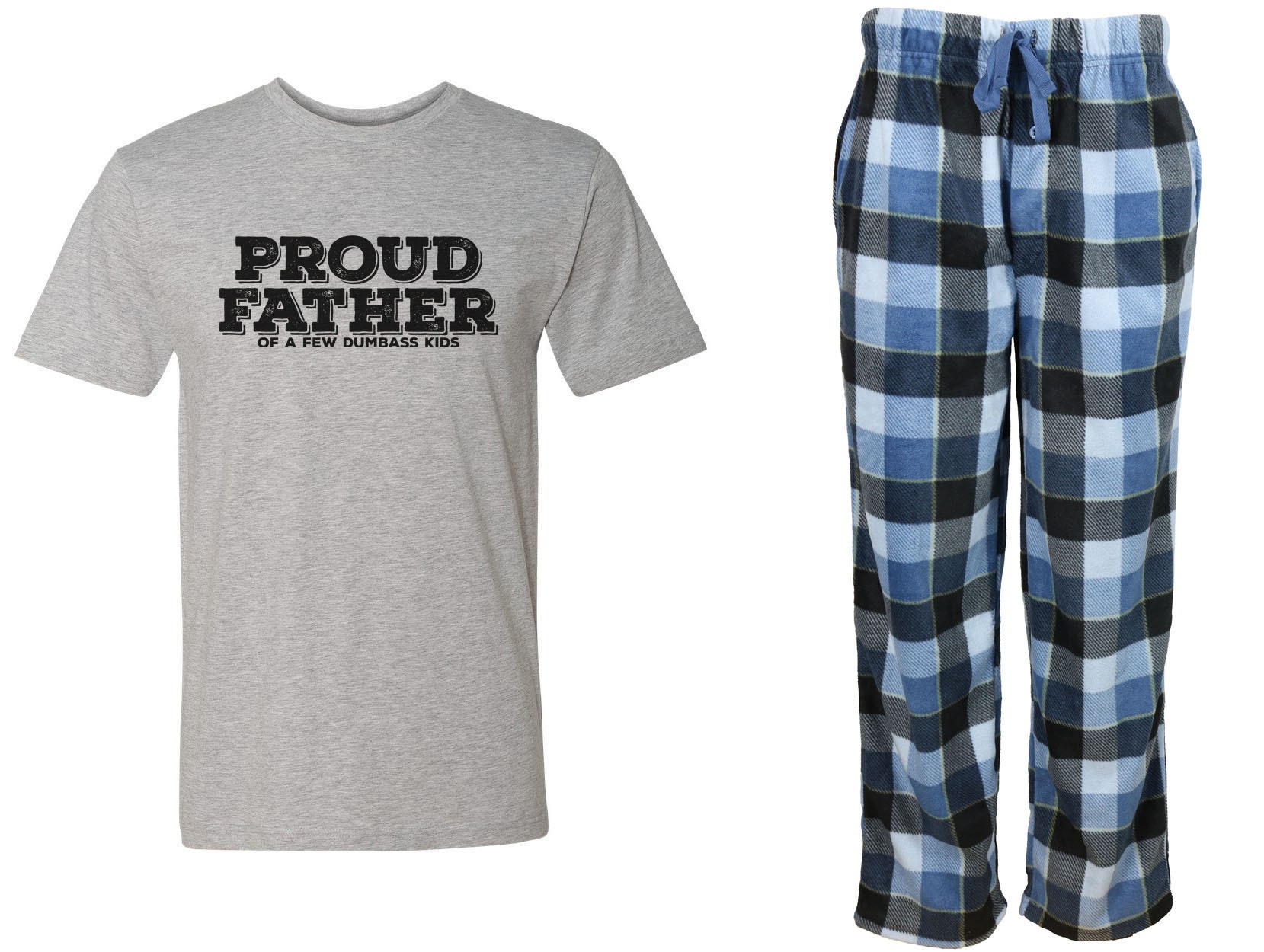 Proud Father Navy Pajama Set Fleece PJ Set, Dad Pajama, Funny Gift ...