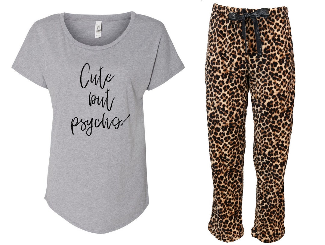 Cute but Psycho Fleece Leopard Print Pajama Set - Cute but Psycho ...