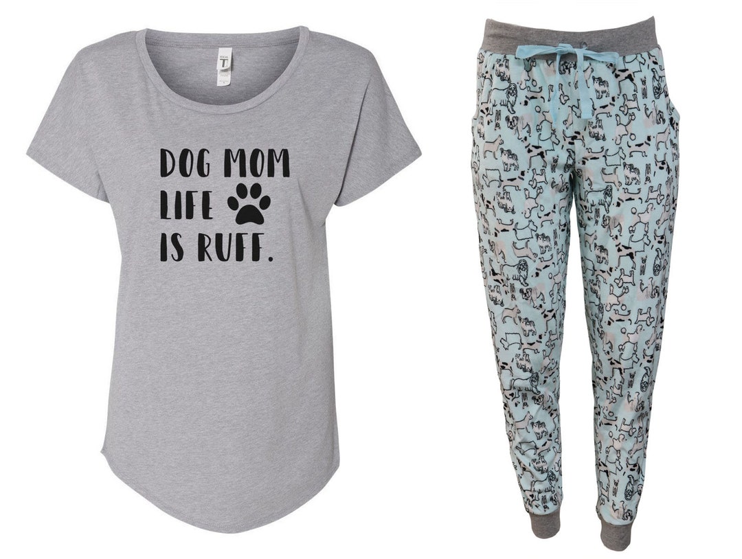 Dog Mom Life is Ruff Pajama Jogger Set - Dog Pajama With Pockets ...